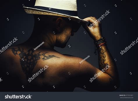 Portrait Naked Man Tattoo On Back Stock Photo Shutterstock