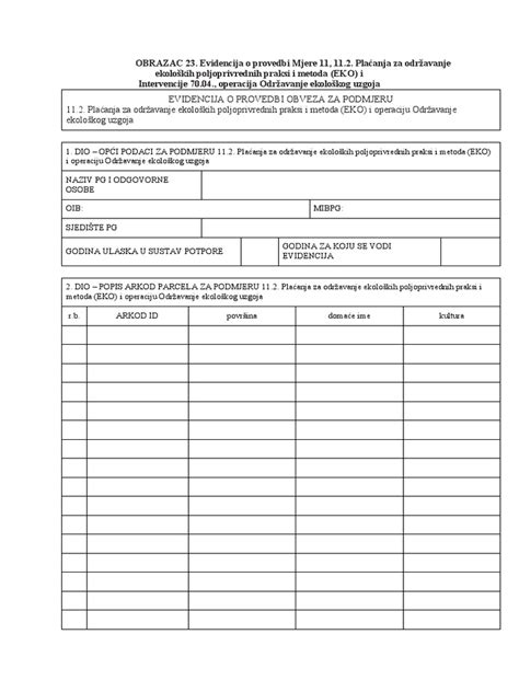 Obrazac 22 Eko Pdf