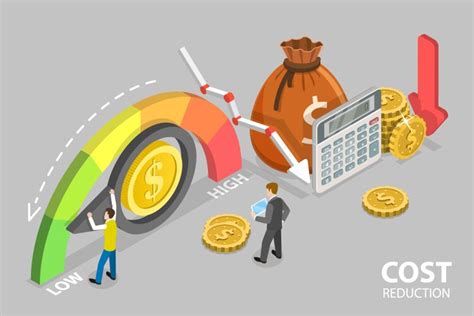 3d Isometric Flat Concept Cost Reduction Vector Image