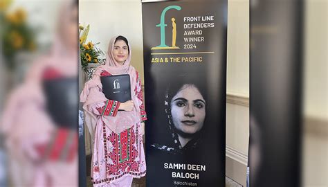 Ireland Sammi Deen Baloch Awarded Front Line Defenders Award For Asia