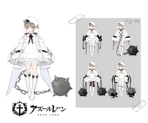 Safebooru 1girl Azur Lane Black Bow Boots Bow Braid Capelet Chain