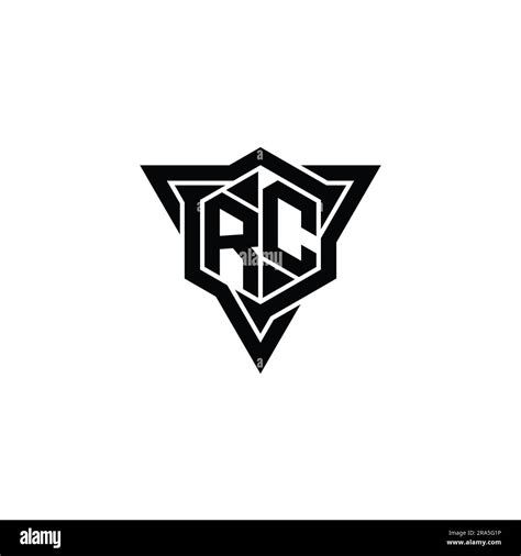 RC Letter Logo Monogram Hexagon Shape With Triangle Outline Sharp Slice