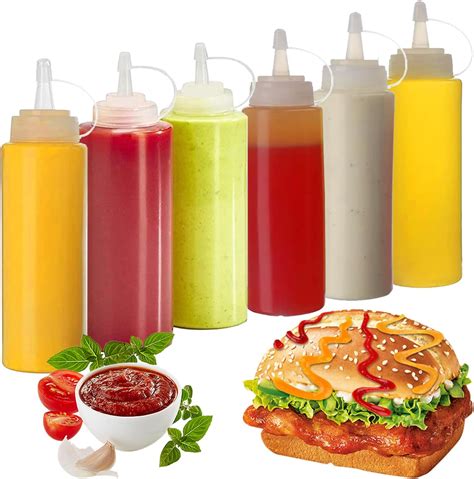 DERU Squeeze Bottle Condimento Botellas 6 Pcs 8oz Botella De Salsa