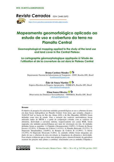 Pdf Mapeamento Geomorfológico Aplicado Ao Estudo De Uso E Cobertura