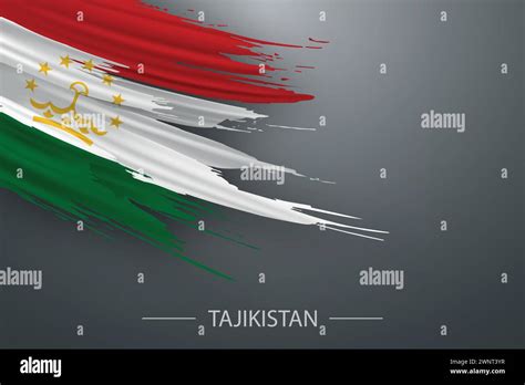 3d Grunge Brush Stroke Flag Of Tajikistan Template Poster Design Stock