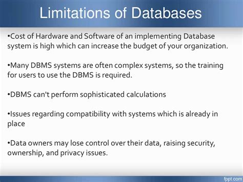Limitations Of Database And Data Miningpptx
