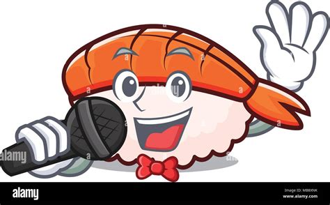 Singing Ebi Sushi Mascot Cartoon Stock Vector Image And Art Alamy