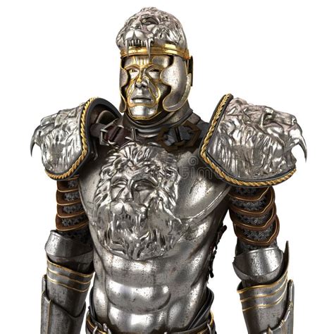 A Lion Full Body Armor Suit Isolated Against White Background 3d