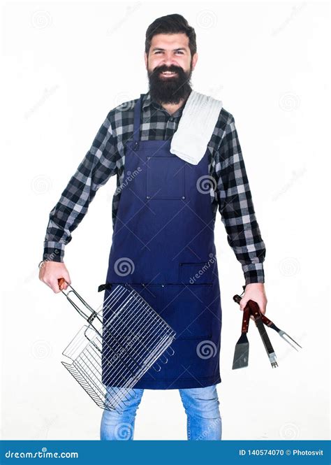 Man Hold Cooking Utensils Barbecue Tools For Roasting Meat Outdoors