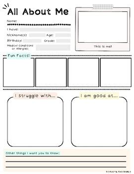 All About Me Worksheet Special Education English And Spanish Versions