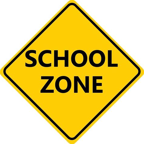School Zone Sign On White Background