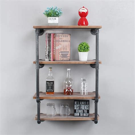 Buy Industrial Retro Floating Shelf Rustic Pipe Floating Shelves 4
