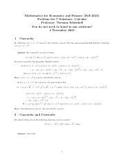 Problem Set Solutions Pdf Mathematics For Economics And Finance Fall Problem Set