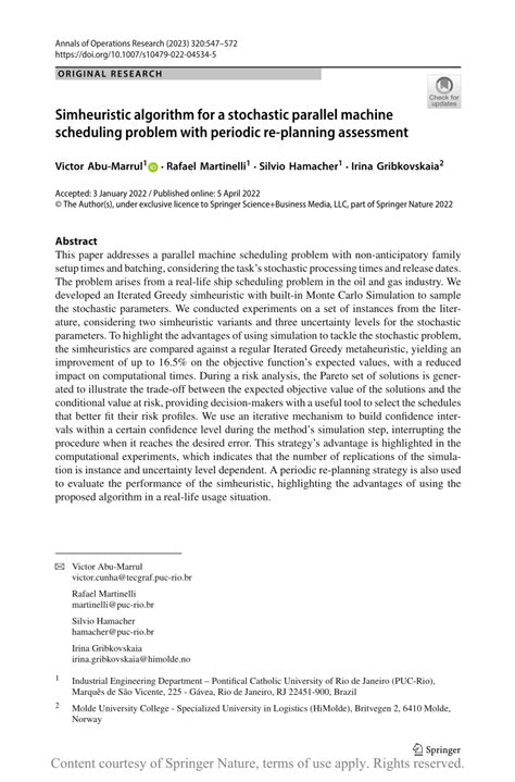 Simheuristic Algorithm For A Stochastic Parallel Machine Scheduling Problem With Periodic Re