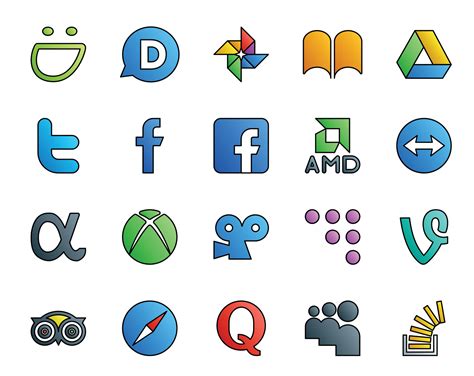 20 Social Media Icon Pack Including Safari Tripadvisor Amd Vine Viddler