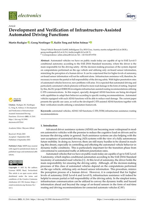 Pdf Development And Verification Of Infrastructure Assisted Automated