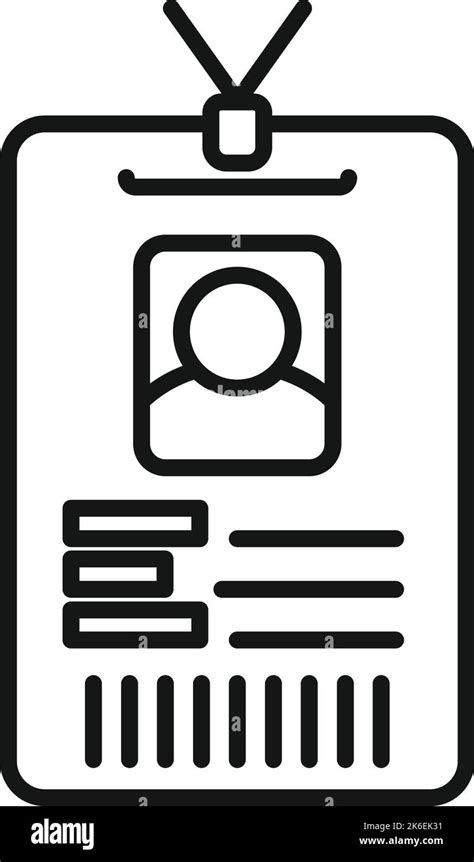 Id Card Template Icon Outline Vector Office Pass Staff Personal Stock