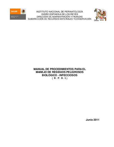 Pdf Manual Procedimientos Manejo Rpbi