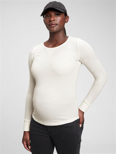Maternity Waffle Crewneck T Shirt Gap
