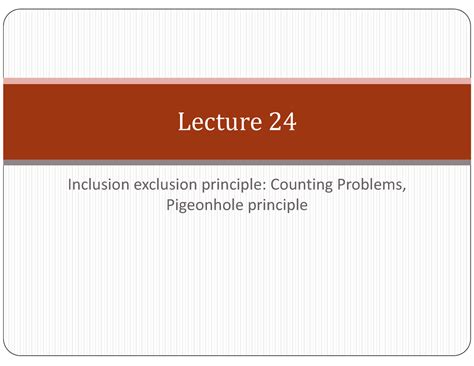 SP Lecture Discrete Stucture Lecture No Lecture Inclusion Exclusion Principle