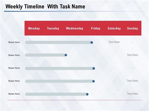 Weekly Timeline With Task Name Ppt Powerpoint Presentation Portfolio Deck