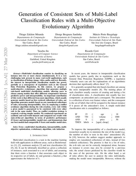 Generation Of Consistent Sets Of Multi Label Classification Rules With A Multi Objective