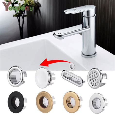 Yespery Bath Sink Round Ring Overflow Cover Spare Sink Basin Cap Plastic Tidy Trim Bathroom