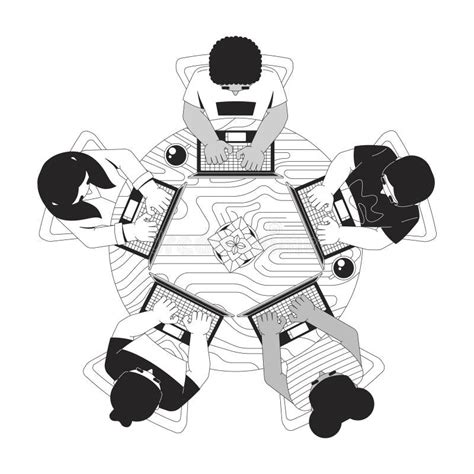Hackathon Programming Group Top View Outline Illustration Stock