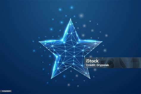 파란색 로우 폴리 스타일의 스타 3d 심볼 평가 업적 디자인 컨셉 벡터 일러스트레이션 피드백 다각형 와이어프레임 3차원 형태에