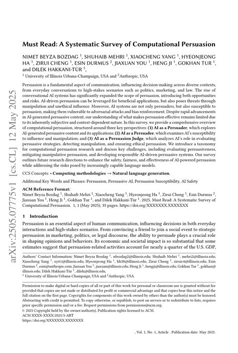 Pdf Must Read A Systematic Survey Of Computational Persuasion