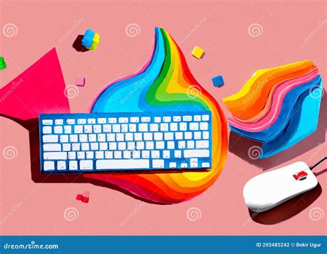 Abstract Representation Of The Concept Of Keyboard And Mouse Using Dynamic Shapes And Colors