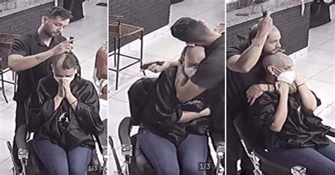 Barber Shaves Off His Own Head In Solidarity With A Cancer Patient In