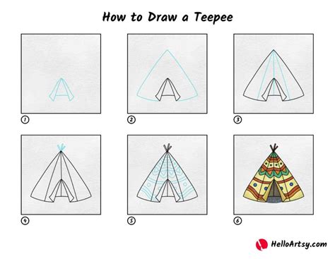 How To Draw A Teepee Helloartsy
