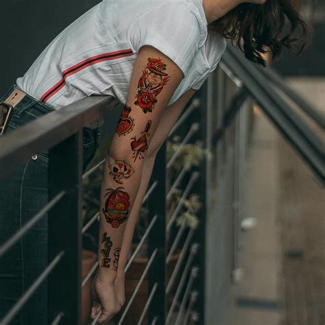 Pusnmi 120 260mm Classic Sailor Jerry Temporary Tattoo Cool Skull