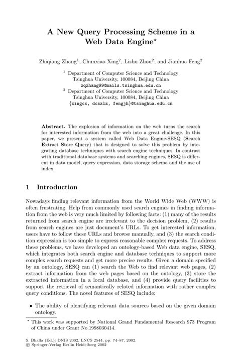 Pdf A New Query Processing Scheme In A Web Data Engine