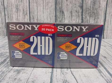 Sony 35 Floppy Disks 10mfd 2hd Ibm Formatted 20 Pack Brand New