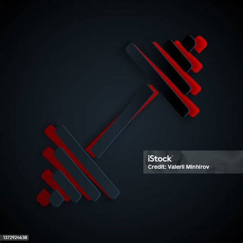 검은 색 배경에 격리 된 종이 절단 아령 아이콘 근육 리프팅 아이콘 피트니스 바벨 체육관 스포츠 장비 운동 범벨 종이 아트 스타일 벡터 3차원 형태에 대한 스톡 벡터 아트