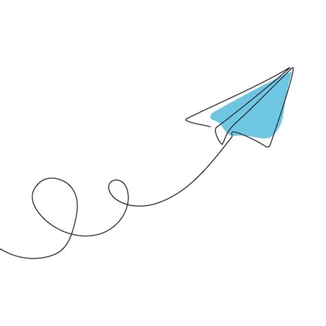 Avion En Papier Dessinant Une Seule Ligne Noire Continue Origami D