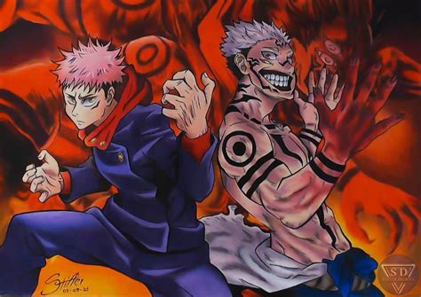 Drawing Yuji Itadori And Ryomen Sukuna Jujutsu Kaisen Finished