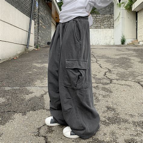 벌룬핏 피그먼트 카고트레이닝팬츠 힙한 스웻팬츠 통넓은 츄리닝 와이드 조거 밴딩바지 가을옷 에이블리