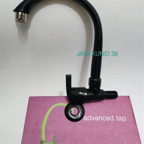 Jual Kran Angsa Tembok PVC CAB Kran Cuci Piring Hitam Engkol 1 2