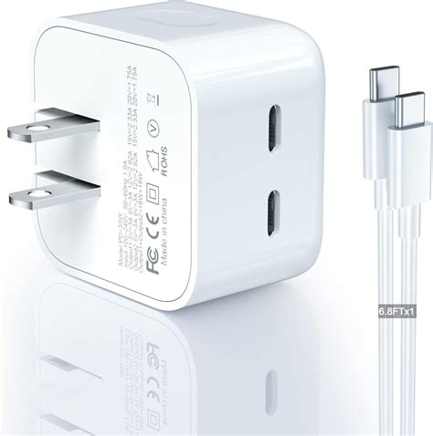 W Pd Foldable Dual Usb Type C Port Compact Input Home Travel Power Adapter Plug Wall Charger
