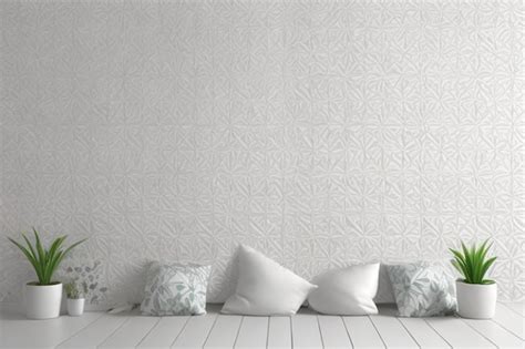 Premium Photo White Geometric Floral Leaves 3d Tiles Wall Texture