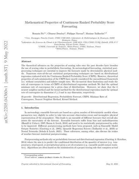 Mathematical Properties Of Continuous Ranked Probability Score Forecasting Deepai