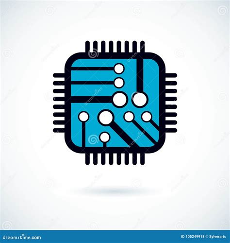 Vector Microchip Design Cpu Information Communication Technology Element Circuit Board In