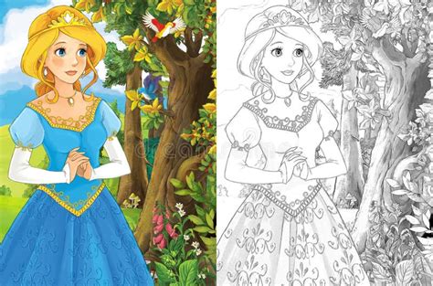 La Página Del Colorante Del Bosquejo Cuento De Hadas Del Estilo
