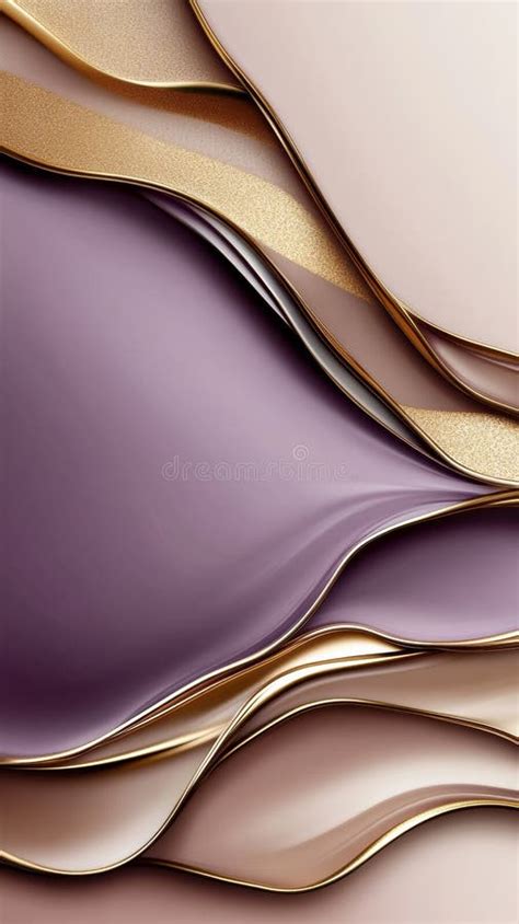 Elegant Abstract Waves In Soft Pastel Colors With Golden Accents