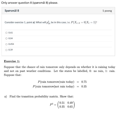 Solved Only want the answer on question spørsmål not Chegg com
