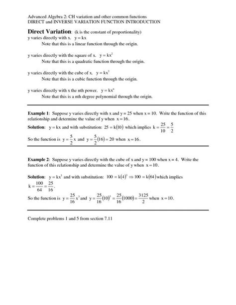 Math Work Direct Variation Worksheet With Answers On Phonics — Db