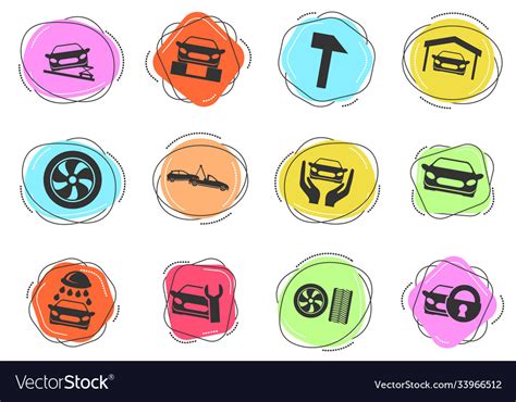 Car Service Maintenance Icon Set Royalty Free Vector Image